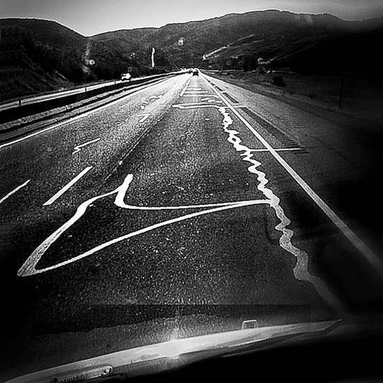 Oil Streaks on I-80 near Evanston, Wyoming